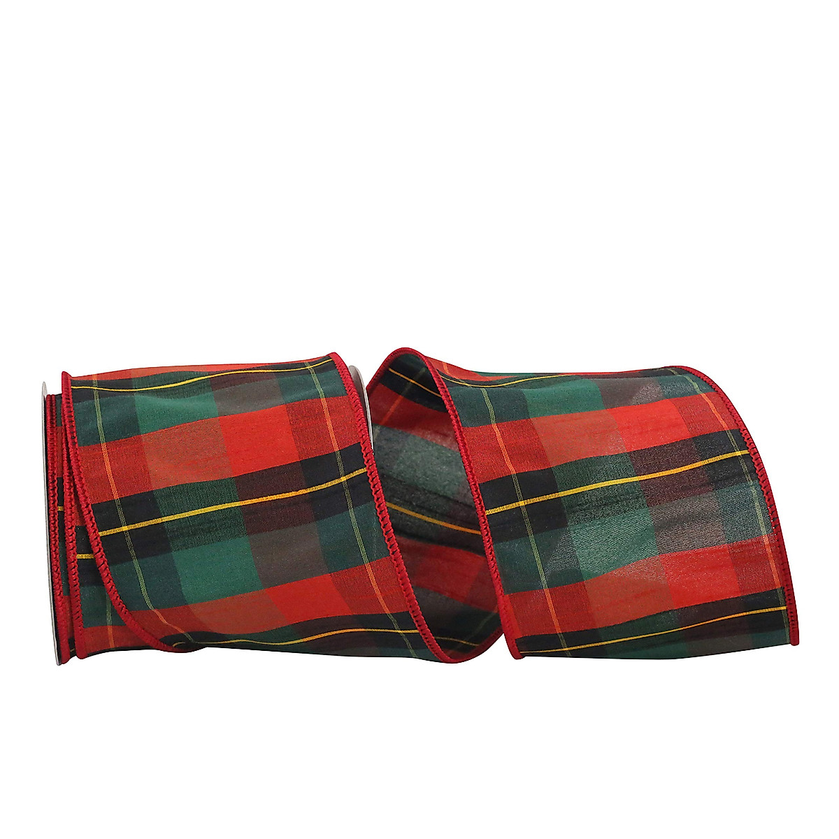 Reliant Ribbon Jordan Reserve Plaid Wired Edge Ribbon, 4 Inch X 10 Yards, Multi