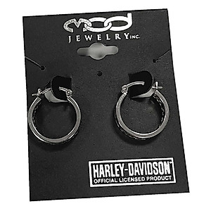 Harley-Davidson Women's Earrings, Aztec Bar & Shield Hoops, Silver HDE0371