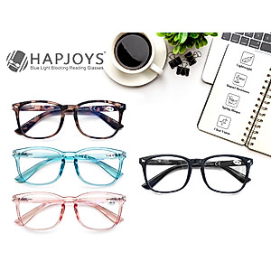 HAPJOYS Women's Reading Glasses Blue Light Blocking Computer Readers +0.75 for Women Blue Ray Cheaters 4 Pack Anti Glare Reduce Eyestrain Protect Eyes