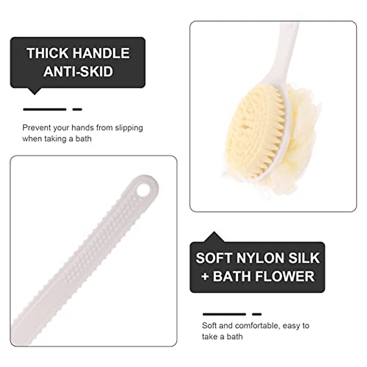 3pcs Exfoliating Loofah Dual-Sided Double Women Mesh Dry for Shower Side Sides Spa Brush Scrubber Wet with Bathing Portable Brushing Washing Bath Skin Men Long Handle