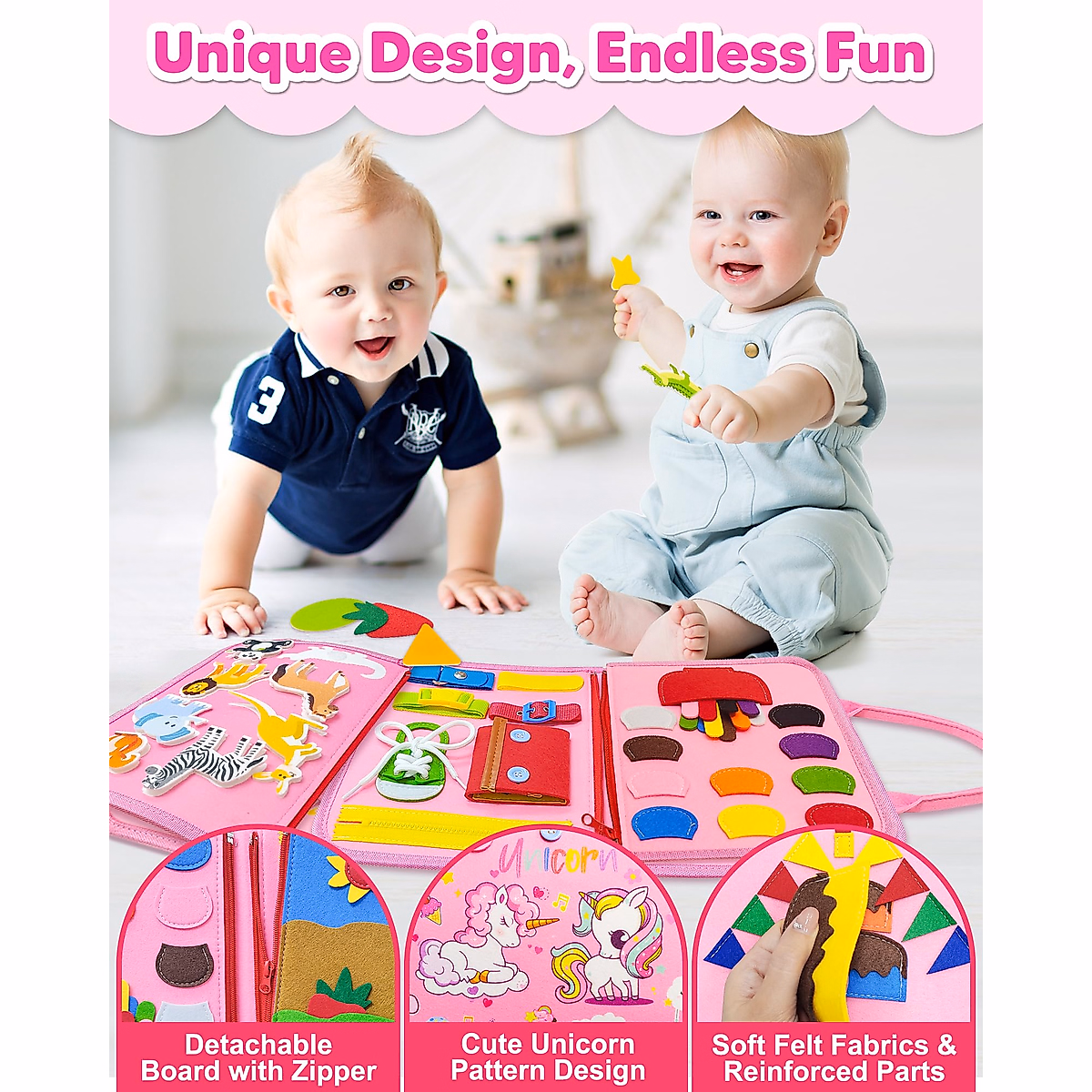 Exorany Busy Board Montessori Toys for 1 2 3 4 Year Old Girl Birthday Gifts, Busy Book Sensory Learning Easter Toys for Toddlers 1-3 2-4, Toddler Girl Travel Educational Activities