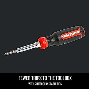 CRAFTSMAN Screwdriver, Multi-Bits 6-Way, Store Extra Bits in Handle (CMHT68000)