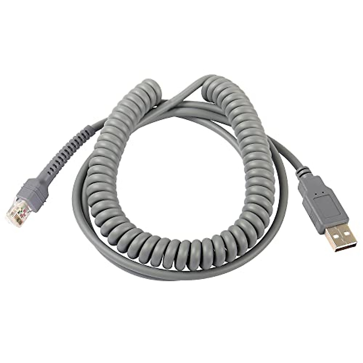 SinLoon Symbol Ls2208 USB Cable USB A to RJ45 Coiled Spiral Extension Cable Barcode Scanner Ls1203 Ls4208 Ls4278 Ds6707 Ds6708 USB Cable (10ft,3M)