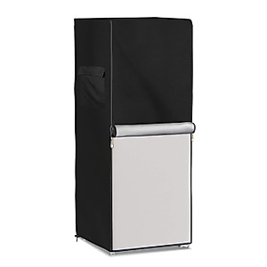 Dalema Outdoor Refrigerator Cover,600D Heavy Duty 100% Waterproof Upright Freezer Cover,Outside Stand Up Fridge Covers.Front Can Be Rolled-Up by Zippers.(Black,23" W x 23" D x 56" H)