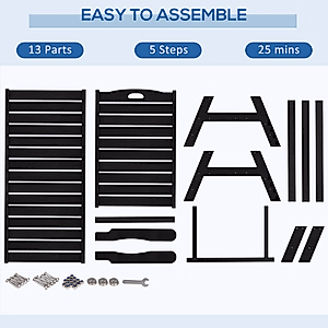 nalone Chaise Lounge Set of 2 Outdoor with 5-Position Adjustable Backrest, HDPE Lounge Chair for Outside Supports Up to 400 LBS, Pool Lounge Chairs for Patio Poolside Deck Beach Backyard (Black)