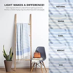Striped Throw Blanket - Farmhouse Style Throws with Cabana Stripe Coastal Beach Pattern - Soft Light Woven Blankets with Stripes for Sofa, Bed, Outdoor, Patio - 50 x 60 in. (Light Blue)