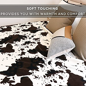 Fleece Cow Print Throw Blanket, Super Soft Flannel Cozy Cow Blankets for Adults, Lightweight Fuzzy Cow Blankets for Couch Sofa Bed Office, Throw Size Warm Plush Blankets for All Season 50"×60"