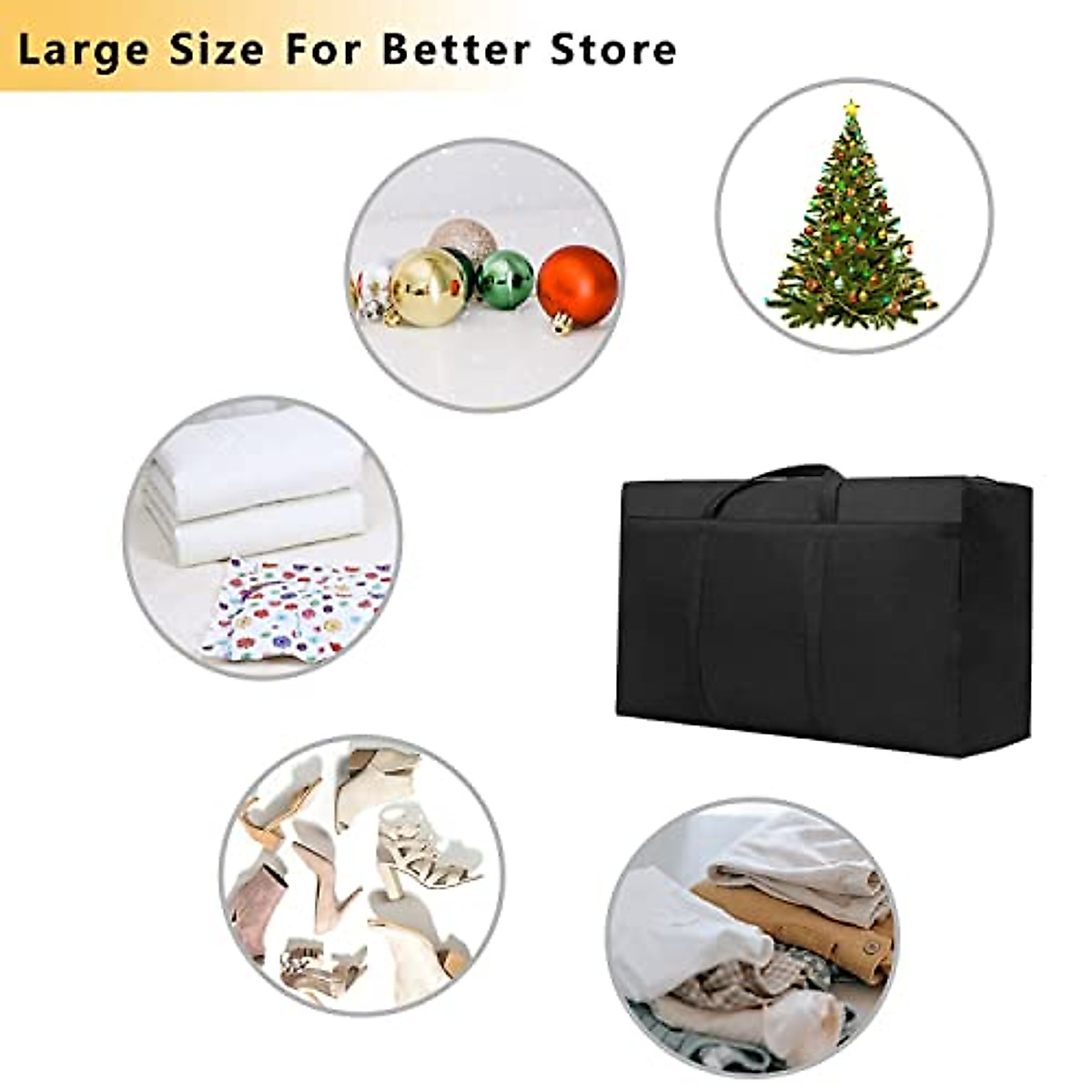 WITERY Extra Large Storage Bag for Moving - Heavy Duty Oxford Water-Resistant Storage Bag Organizer with Reinforced Handles & Zippers for Traveling/Camping/College Dorm/Holiday Decorations, 39x24x12 Inches