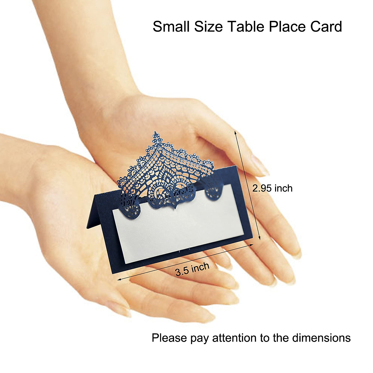 100 Pcs Table Place Cards with White Inserts - Crown Tent Cards Name Cards for Wedding, Banquets, Buffet, Bridal Shower, Birthday Party, Meetings, Dinners (Navy Blue)