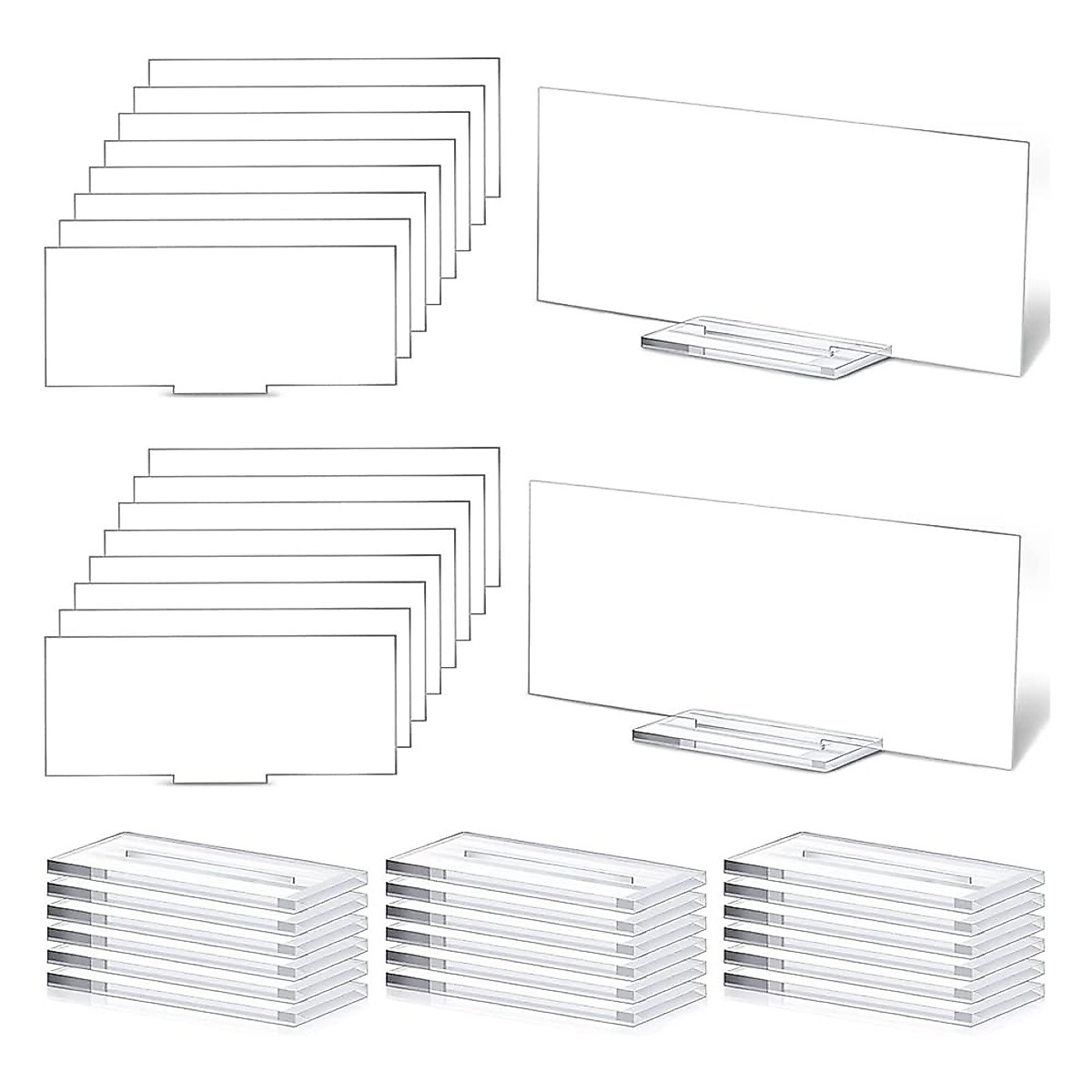 Soaying 20Sets Acrylic Sign Acrylic Table Signs with Stand, Blanks Acrylic Table Numbers for Wedding and Food & Beverage Decor
