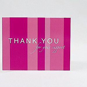 10 Breast Cancer Support, Pink Ribbon Thank You Cards, Recycled - For Breast Cancer Awareness, Charity Events, Runs, Walks - Hot Pink - Jenna by Two Poodle Press
