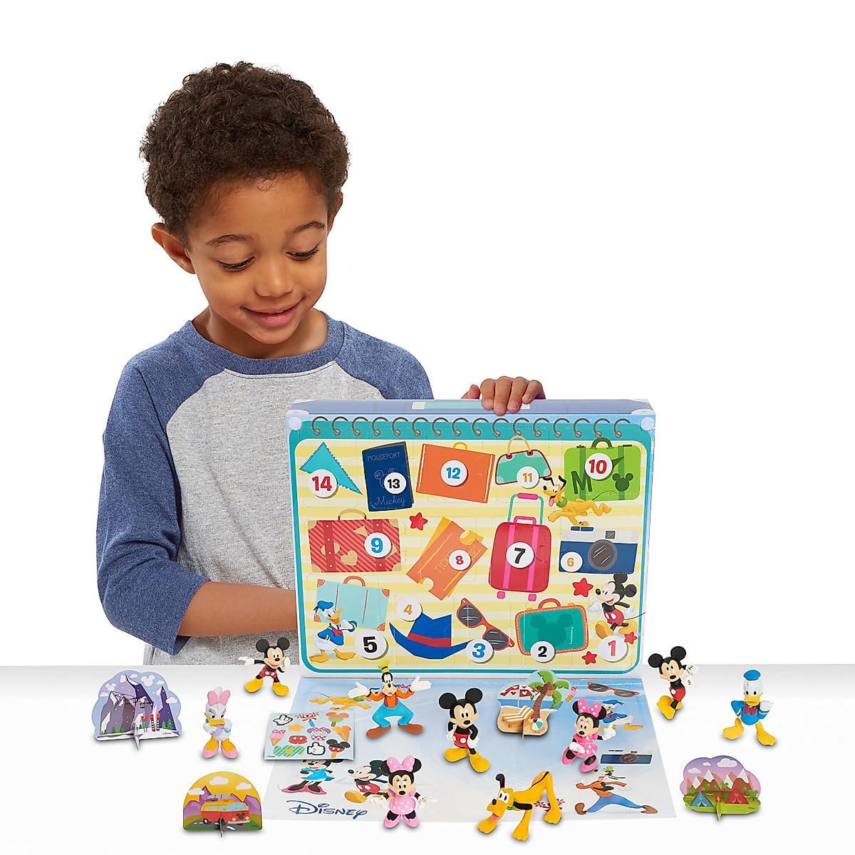 Disney Junior Mickey Mouse Countdown to Vacation, 14-pieces, 9 Figures Included, Kids Toys for Ages 3 Up, Amazon Exclusive by Just Play