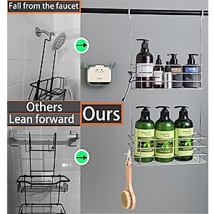 Seltomer Hanging Shower Caddy Bathroom Inside Shower Rack Shampoo Holder Rotatable Hook Bar, 304 Stainless Steel Rustproof(Double-Layer)