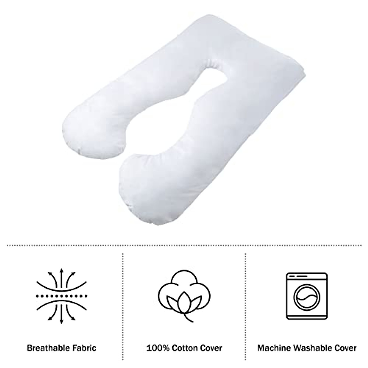 Pregnancy Pillow, Full Body Maternity Pillow with Contoured U-Shape by Bluestone, Back Support 60 x 35 x 7"