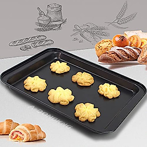 Small Cookie Sheets, Baking Pans, Nonstick Carbon Steel Baking Sheets, 2-Pack, 9.5 X 7.1 Inches (Inner 7.5 X 6)