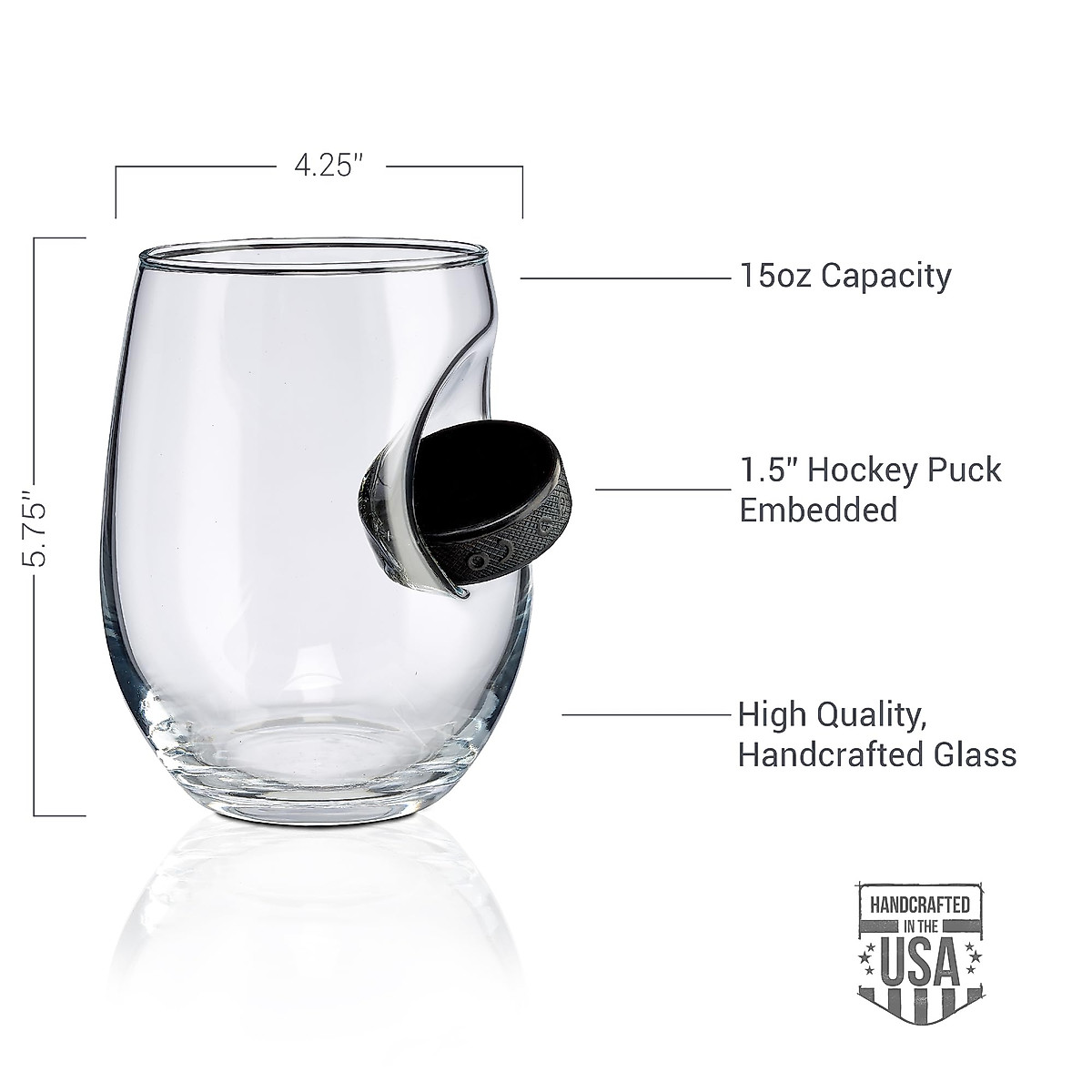 BenShot Hockey Puck Wine Glass - 15oz | Made in the USA