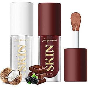 LANGMANNI Moisturizing Lip Oil,No-Sticky Lip Gloss Lip Balm Lip Care,Fruit Flavoured Lip Oil For Dry Lip's Moisturizing Hydrating And Nourishing ((Chocolate+Coco))