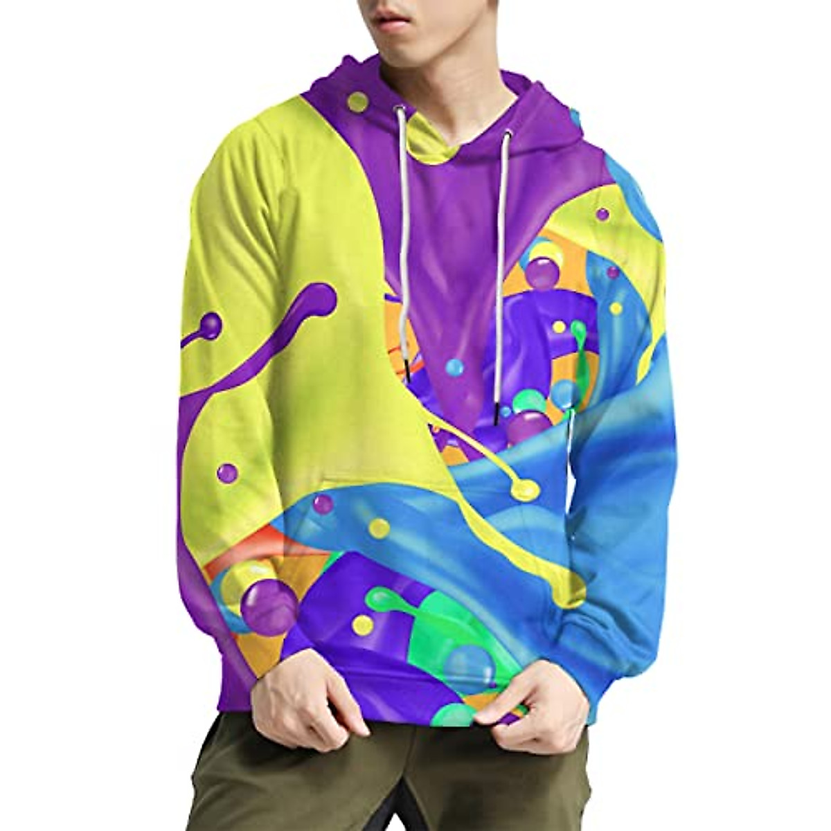 SYAIMN Unisex 3D Animal Printed Big Pockets Drawstring Hoodie Sweatshirt Large