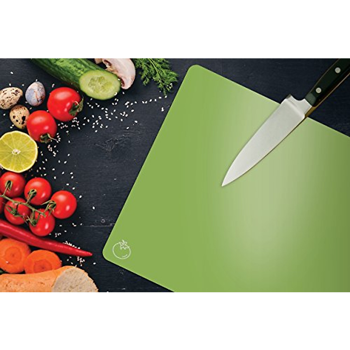 Extra Thick Flexible Plastic Cutting Board Mats, Set of 4, Color Coded with Food Icons, Waffle Back Grip Underside by Better Kitchen Products