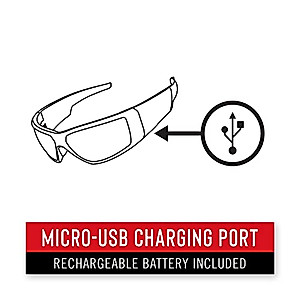 Coast SPG400 Rechargeable Lighted LED Safety Glasses with Built-In Inspection Beam, Scratch Resistant Interchangeable Lenses Black/Red