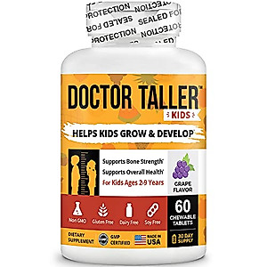 NuBest Doctor Taller Kids - Kids Multivitamins, Toddler Vitamins - Support Healthy, Immunity and Bone Strength for Ages 2 to 9 - Grape Flavor - 60 Vegan Chewable Tablets | 1 Month Supply