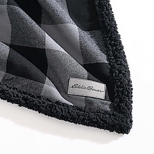 Eddie Bauer - Blanket, Super Soft Reversible Sherpa & Brushed Fleece Bedding, Throw Blankets for Couch, Ideal for Lounging (Cabin Plaid Grey)