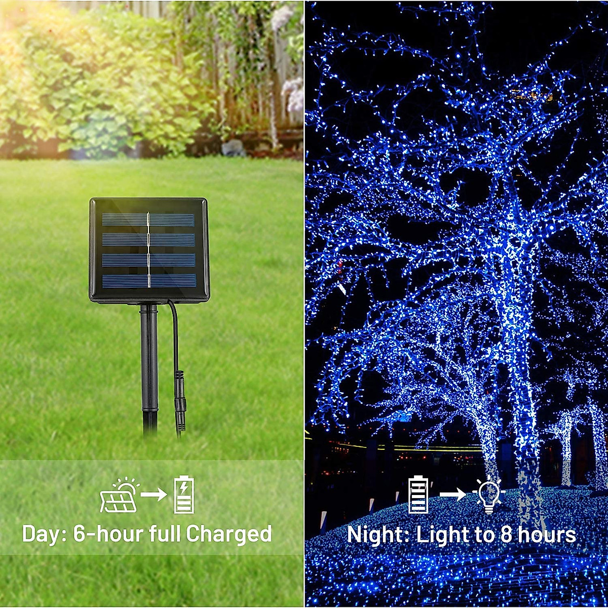 OxyLED Solar String Lights Outdoor Waterproof String Lights Solar Powered Decorative Fairy Lights for Garden Patio Wedding Party Christmas Tree Halloween (144 Ft, Blue)