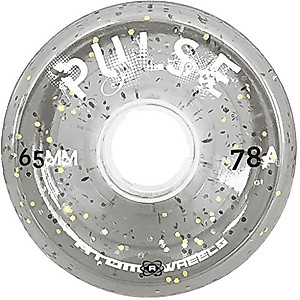 Atom Skates Pulse Outdoor Quad Roller Wheels 78A, Clear Glitter, Set of 8, 65mm x 37mm