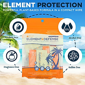 Venture Wipes Element Defense | Pore Shrinking & Oil Preventing Wipes for Men & Women | Plant-Based | Easy-to-Use, Travel Size | Unscented