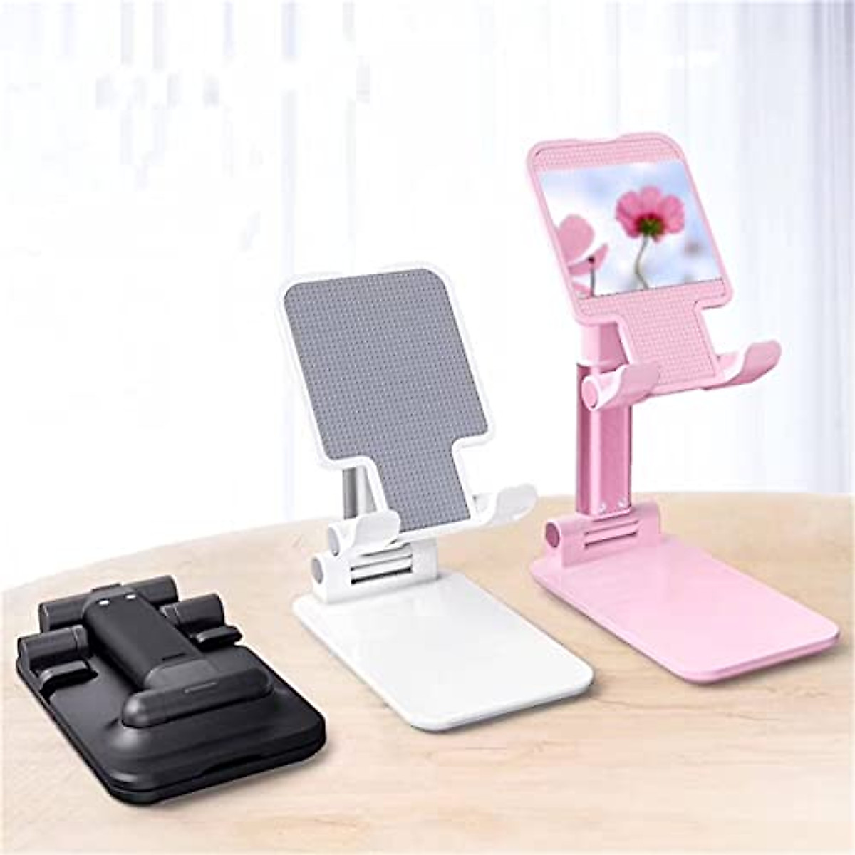 USStarStore Adjustable Cell Phone Stand for Desk, Angle Height Adjustable Cell Phone Stand for Desk, Case Friendly Phone Holder Stand for Desk (Black 7 oz)