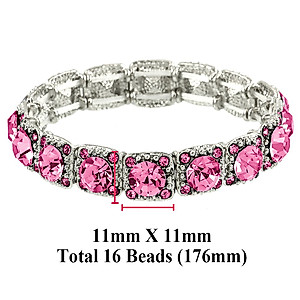 Falari Crystal Stretch Bracelet Wedding Bracelet (Rose Pink)