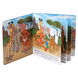 Safari Animals Plush and Book Set - Stuffed Animals of 3 Savanna Animals Storybook- 12” Set Includes Lion, Giraffe and Elephant Colorful Children Book