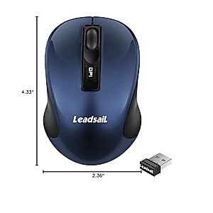 LeadsaiL Wireless Computer Mouse, 2.4G Portable Slim Cordless Mouse Less Noise for Laptop Optical Mouse with 4 Buttons, USB Mouse for Laptop, Desktop, MacBook
