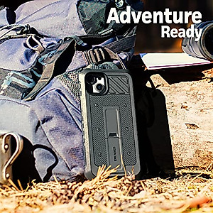Encased Pantera Series for iPhone 14 Case with Built-in Screen Protector - Rugged Protective Full Cover (Black)