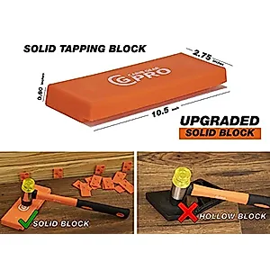 Laminate Wood Flooring Installation Kit with Extra Strong Solid Tapping Block Heavy Duty (43, Upgraded Fiberglass Handle Mallet)