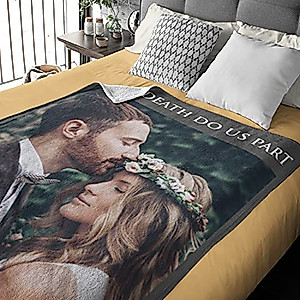 Custom Blanket with Photo & Text, Personalized Flannel Throw Blankets Upload Any Photo Custom Gifts for Dad, Mom, Family, Friends, Couples, Dogs, 30"x40" - 1 Photo