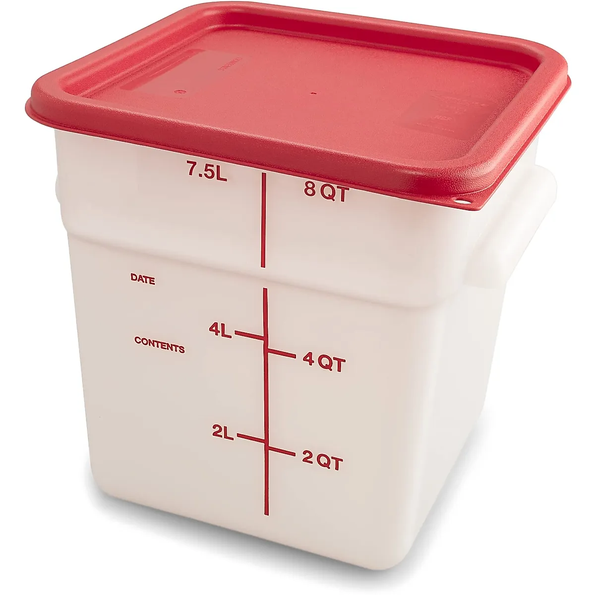 Carlisle FoodService Products Squares Square Food Storage Container Lid with Stackable Design for Catering, Buffets, Restaurants, Proprietary Blend, 6 To 8 Quarts, Red