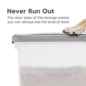 IRIS USA Dog Food Storage Container, 30 lbs & 11 lbs Combo, Cat Food Storage Container, Dog Treat Container, Airtight, Stackable, 2-Cup Scoop, Wheels, Easy Mobility, Chrome