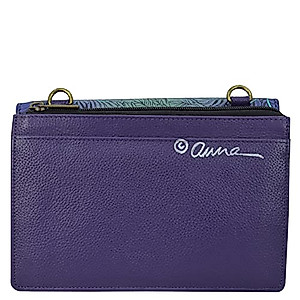 Anna by Anuschka Women's Hand-Painted Genuine Leather 4-In-1 Organizer Crossbody/Belt Bag/Clutch/Writlest - Elephant Family