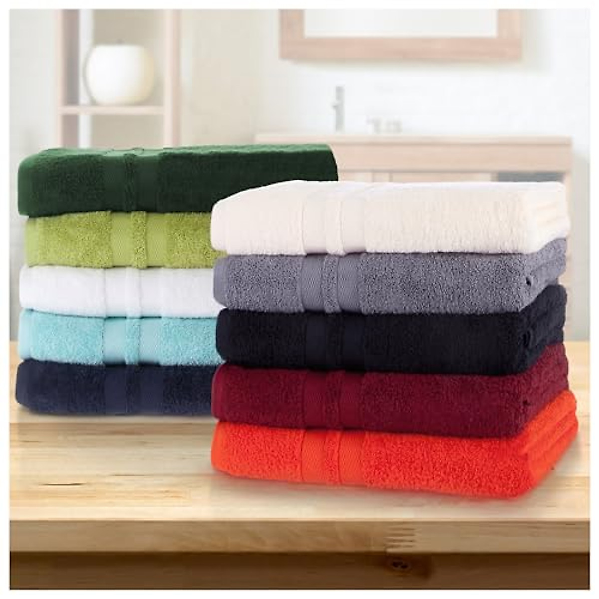 Superior Ultra-Soft 6-Piece Cotton Towel Set, Includes 2 Bath Towels, 2 Hand Towels, and 2 Washcloths for Bathroom, Guest Room, Quick Dry, Daily Use Home Essential Towels - Tangerine