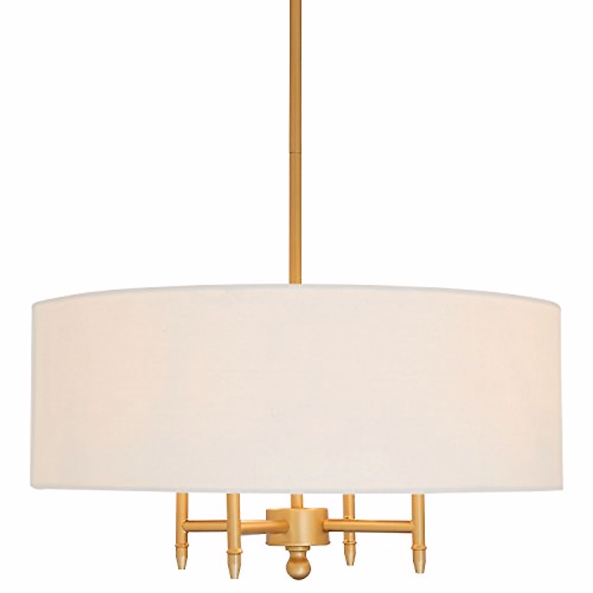 Amazon Brand – Stone & Beam Contemporary Pendant Chandelier with White Shade - 20 x 20 x 42 Inches (Adjustable Height), Antique Brass