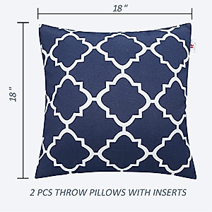 JMKaixin Outdoor/Indoor Throw Pillows, Pack of 2 Waterproof Decorative Throw Pillows with Inserts, 18”x18” Square Pillows for Bed, Couch, Sofa and Patio Furniture