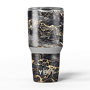 Design Skinz Black and Gold Marble Surface - Skin Decal Vinyl Wrap Kit Compatible with The Yeti Rambler Cooler Tumbler Cups