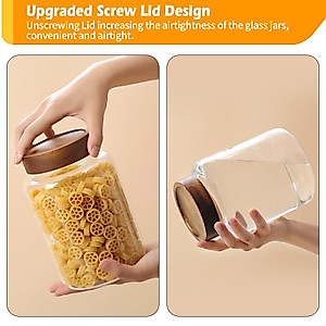 Large Glass Coffee Jars with Spoons 60 oz /1800ml, Round Storage Canister with Wooden Lid Clear Glass Food Jar for Pantry Sugar Tea Coffee Bean Spice Nuts Cookies Bath Salts (1800ml/60oz)