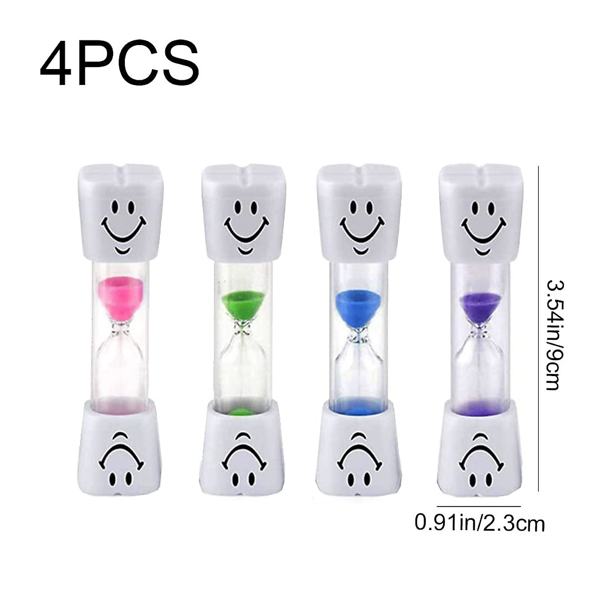 4 Pcs Toothbrush Timer Hourglass 3 Minute Sand Timer Smile Hourglass Timer for Kids Proper Tooth Brushing