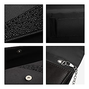 Dasein Women Rhinestone Evening Clutch Bags Formal Party Clutches Wedding Purses Cocktail Prom Clutches (Black)