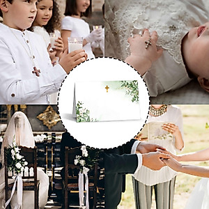 Eucalyptus Baptism Place Cards, Table Place Card for First Holy Communion Religious Party/Christening Naming Ceremony, Gold Foil Tent Name Place Cards for Table Setting, 25 Pack(A03)