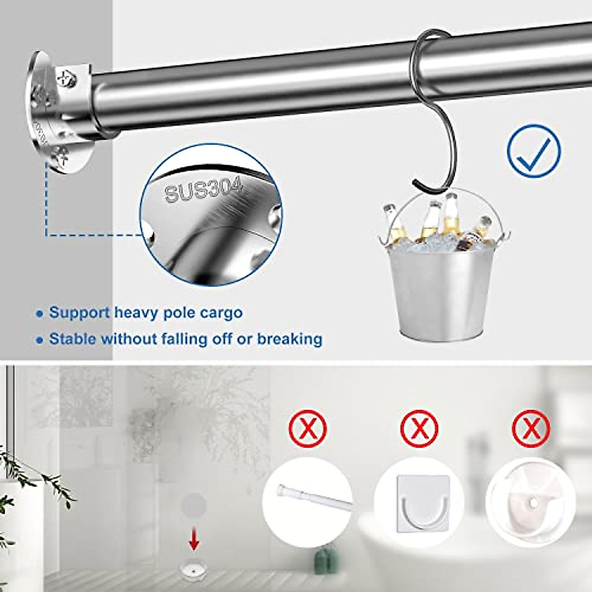 6PCS Closet Rod Brackets, 1-1/4 Inch Closet Rod Support, Stainless Steel Curtain Rod Holders, Flange Set Closet Pole Holders with Screws, U-Shaped Open Type Closet Rod Brackets, Silver (32mm) …