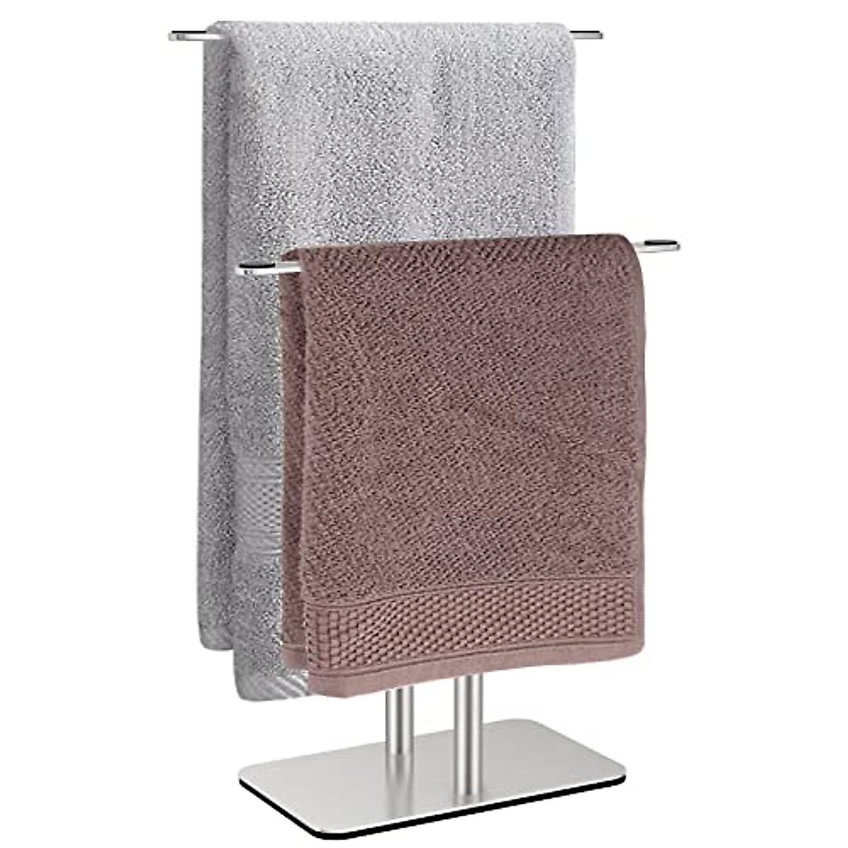 Towel Rack,Hand Towel Holder for Bathroom,Kitchen Hand Towel Rack for Countertop Vanity,Double-T Hand Towel Stand with Base,Metal Towel Stand,Brushed Nickel