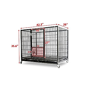 Homey Pet 43" Stackable Heavy Duty Cage W/Feeding Door, Casters and Tray